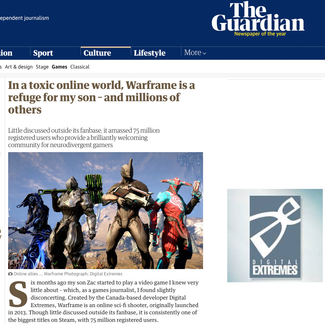 Warframes - Digital Extremes - Guardian Article | Offbeat